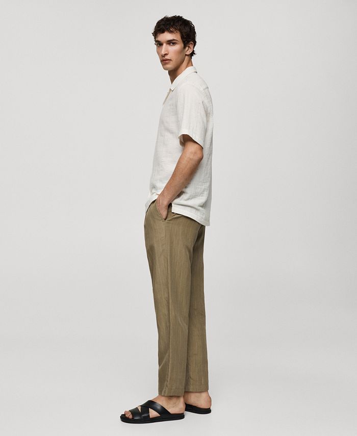 MANGO Men's Drawstring Detail Striped Pants - Macy's