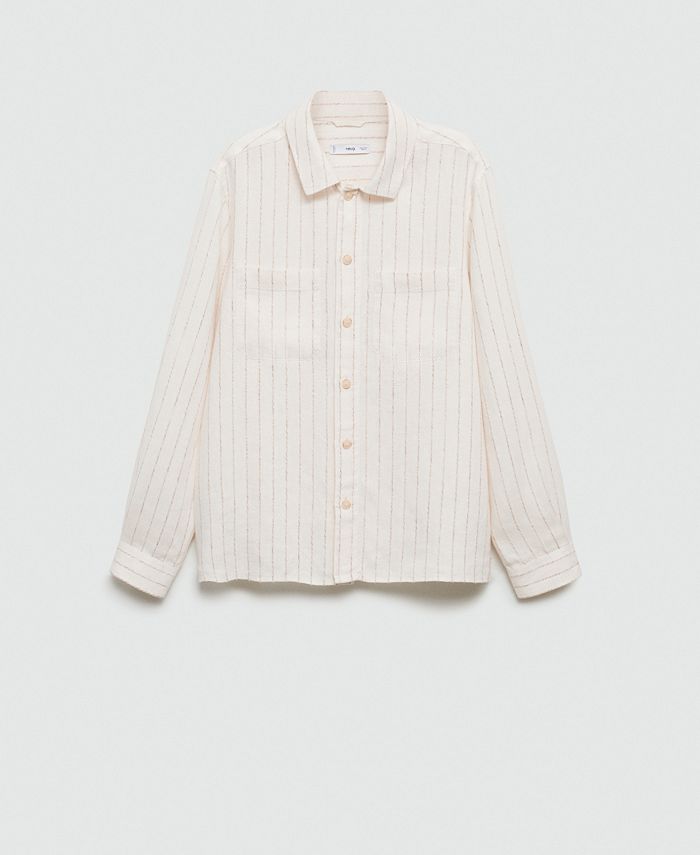 MANGO Men's Linen Striped Regular-Fit Shirt - Macy's
