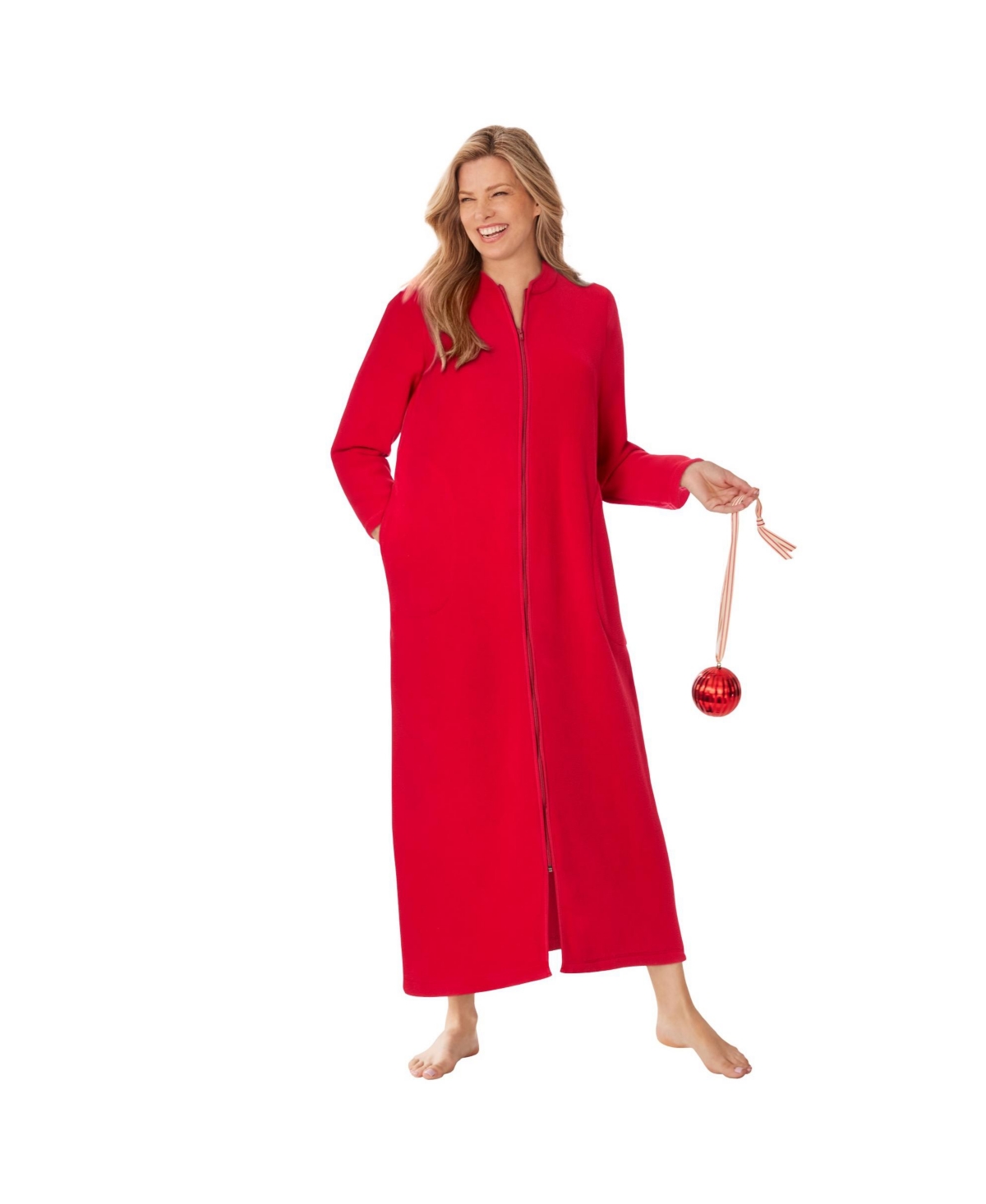 Click here for Dreams & Co. Womens Plus Size Plush Zip-Front Robe... prices