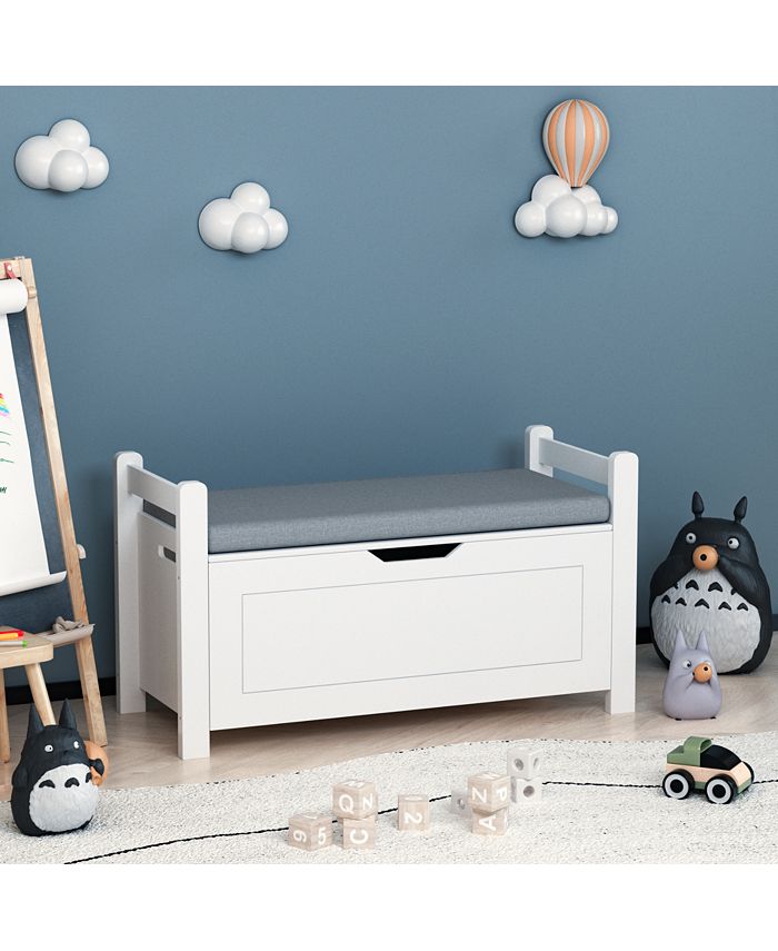 Simplie Fun White Toy Storage Organizer with Cushion Seat for Kids - Macy's
