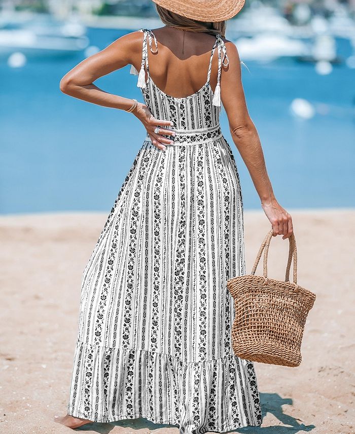 CUPSHE Women's Floral Print Knotted Strap Maxi Beach Dress - Macy's