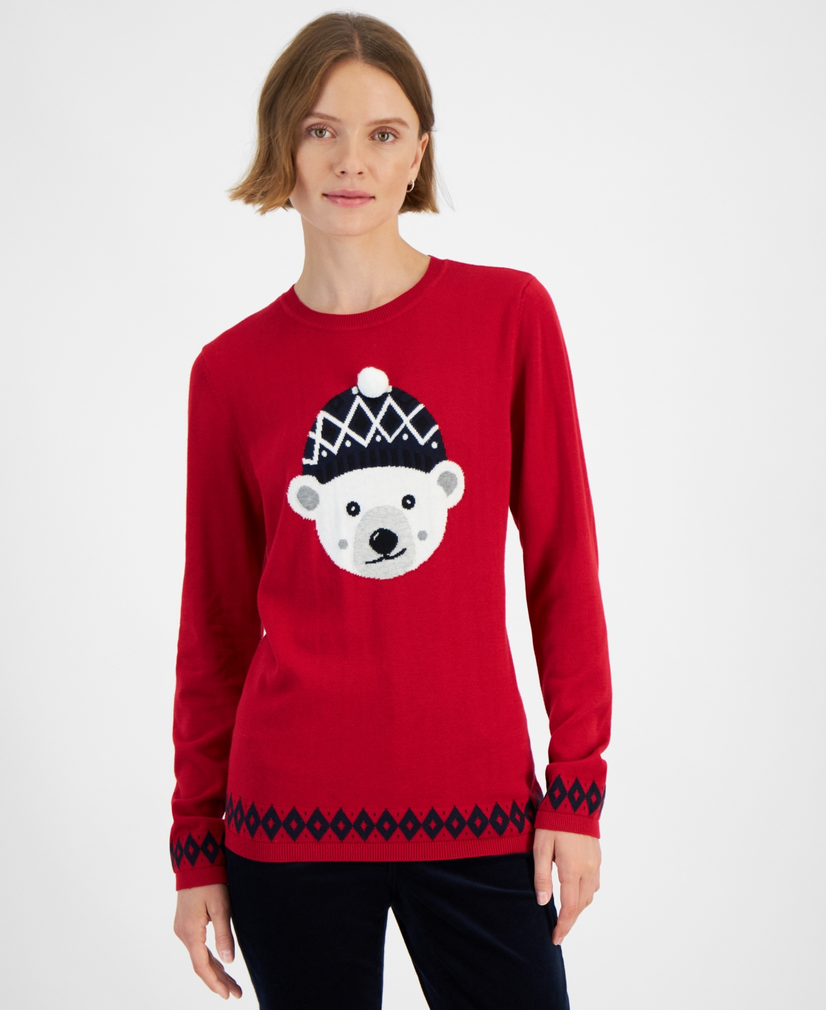 Click here for Tommy Hilfiger Womens Cotton Beanie Bear Crewneck... prices