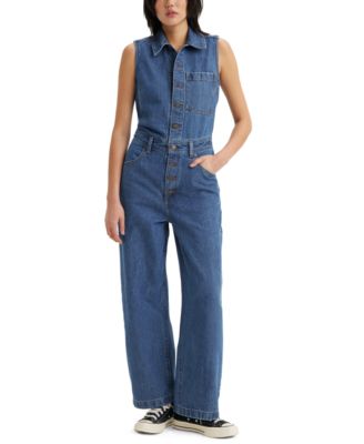 Levi's® Women's Cotton Button-Front Sleeveless Jumpsuit - Macy's