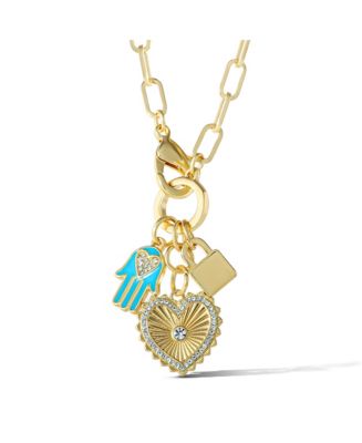 Jessica Simpson Womens Triple Charm Necklace 17" - Gold-Tone Necklace ...
