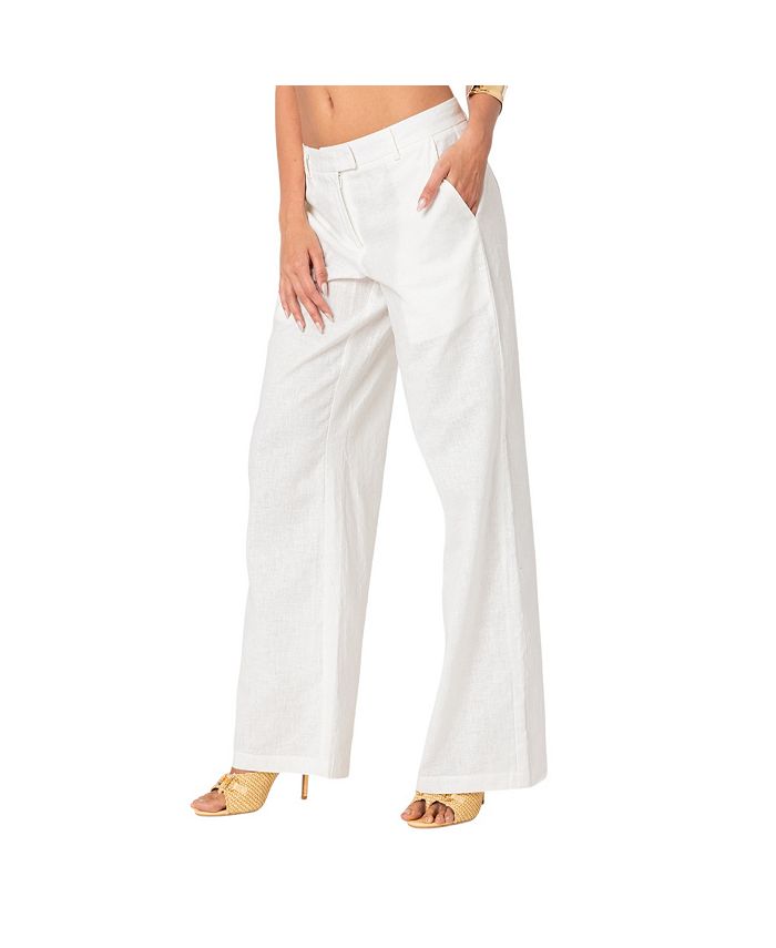 Edikted Women's Arya Linen Look Pants - Macy's