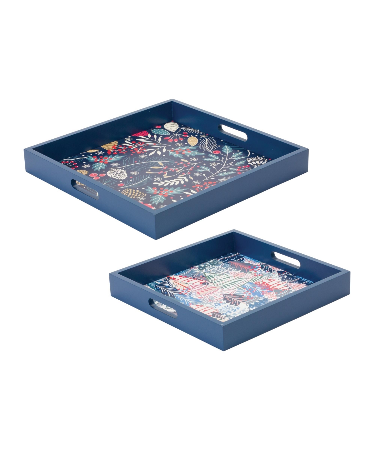 Click here for Set of 2 Holiday Trays – Pine Tree and Berr... prices