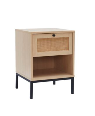 Clara Clark Wood Rattan 1-Drawer Bedside Table Night Stand - Macy's