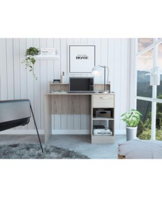 FM FURNITURE Charlotte Computer Desk with 2 Storage Shelves and Drawer ...