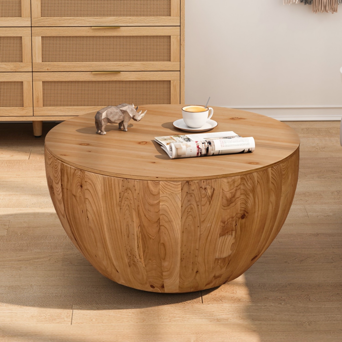 Click here for Retro Barrel Coffee Table with Storage  Solid Wood... prices