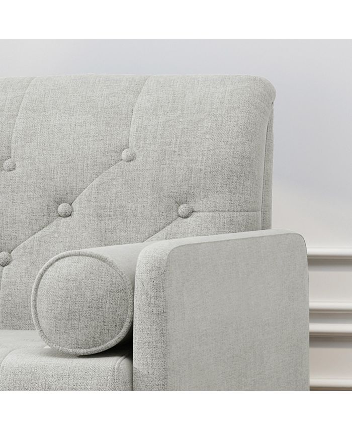Simplie Fun Mid-Century Modern Button-Tufted Club Chair with Bolster ...