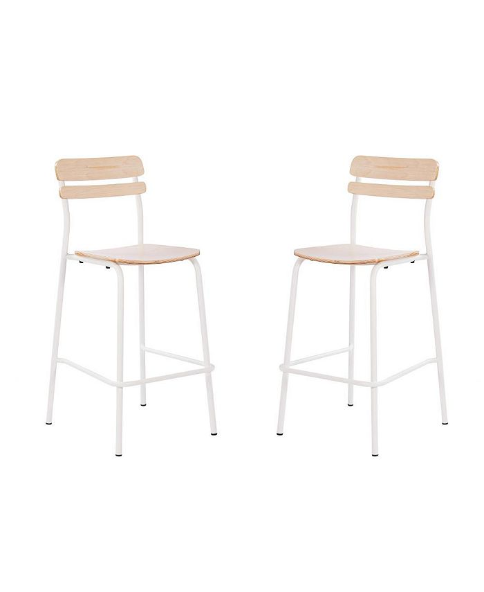 EMMA+OLIVER Blanchard Set Of 2 Bar Stools With Metal Frames And Solid ...