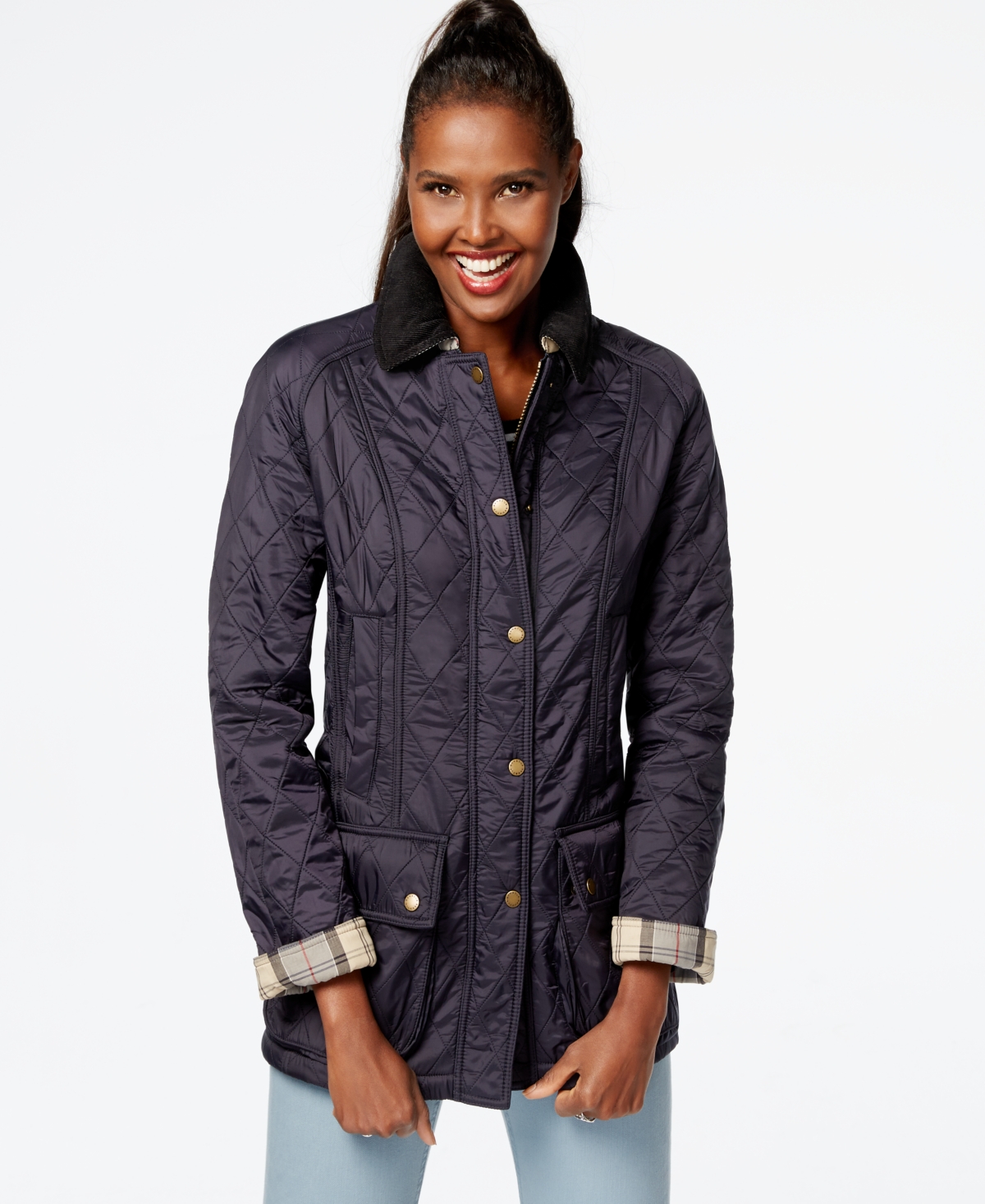 Click here for Barbour Womens Beadnell Polarquilt Coat - Navy prices