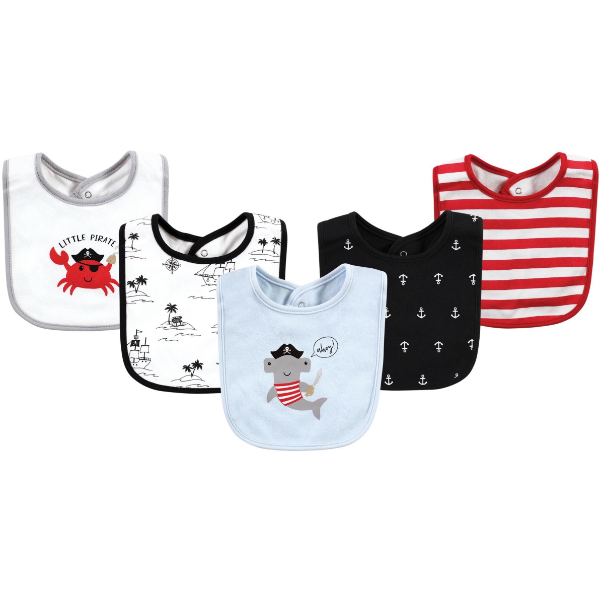 Click here for Hudson Baby Boys 5Pk Interlock Bibs - Pirate shark prices