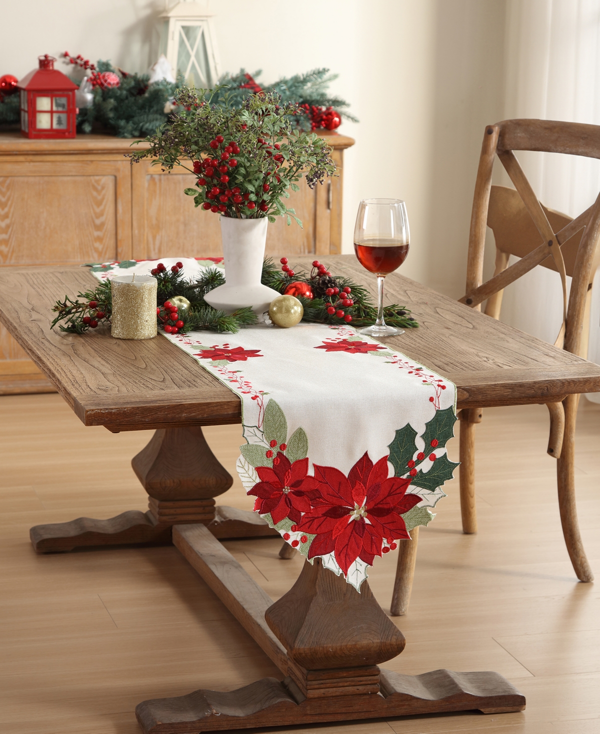 Click here for Elrene Poinsettia Cutwork Fabric Table Runner  14... prices