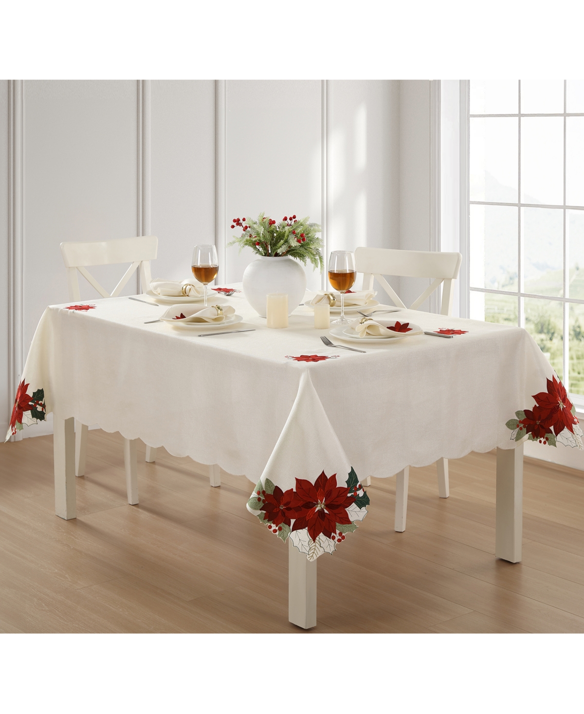 Click here for Elrene Poinsettia Cutwork Fabric Tablecloth  60 x... prices
