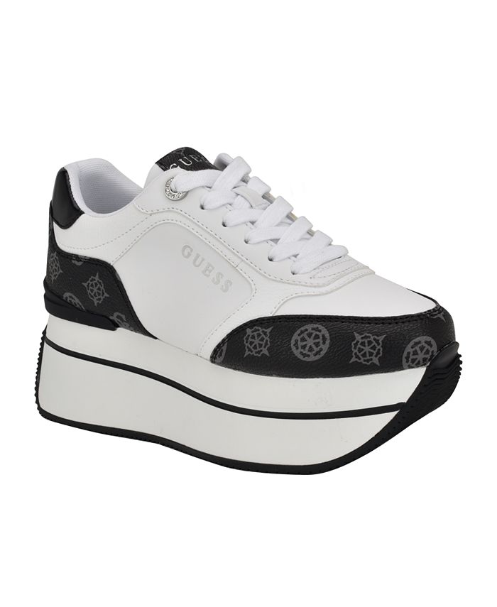 GUESS Women's Camrio Casual Double Platform Lace Up Sneakers - Macy's