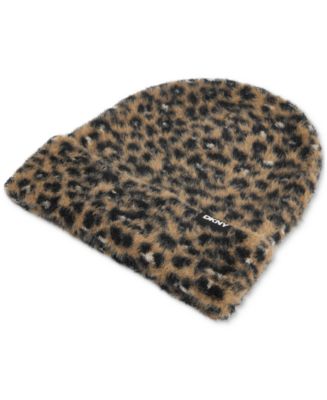 DKNY Women's Fuzzy Leopard-Print Beanie - Macy's