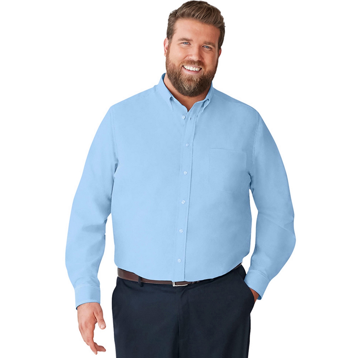 Click here for KingSize Big & Tall Wrinkle-Free Dress Shirt - Sky... prices