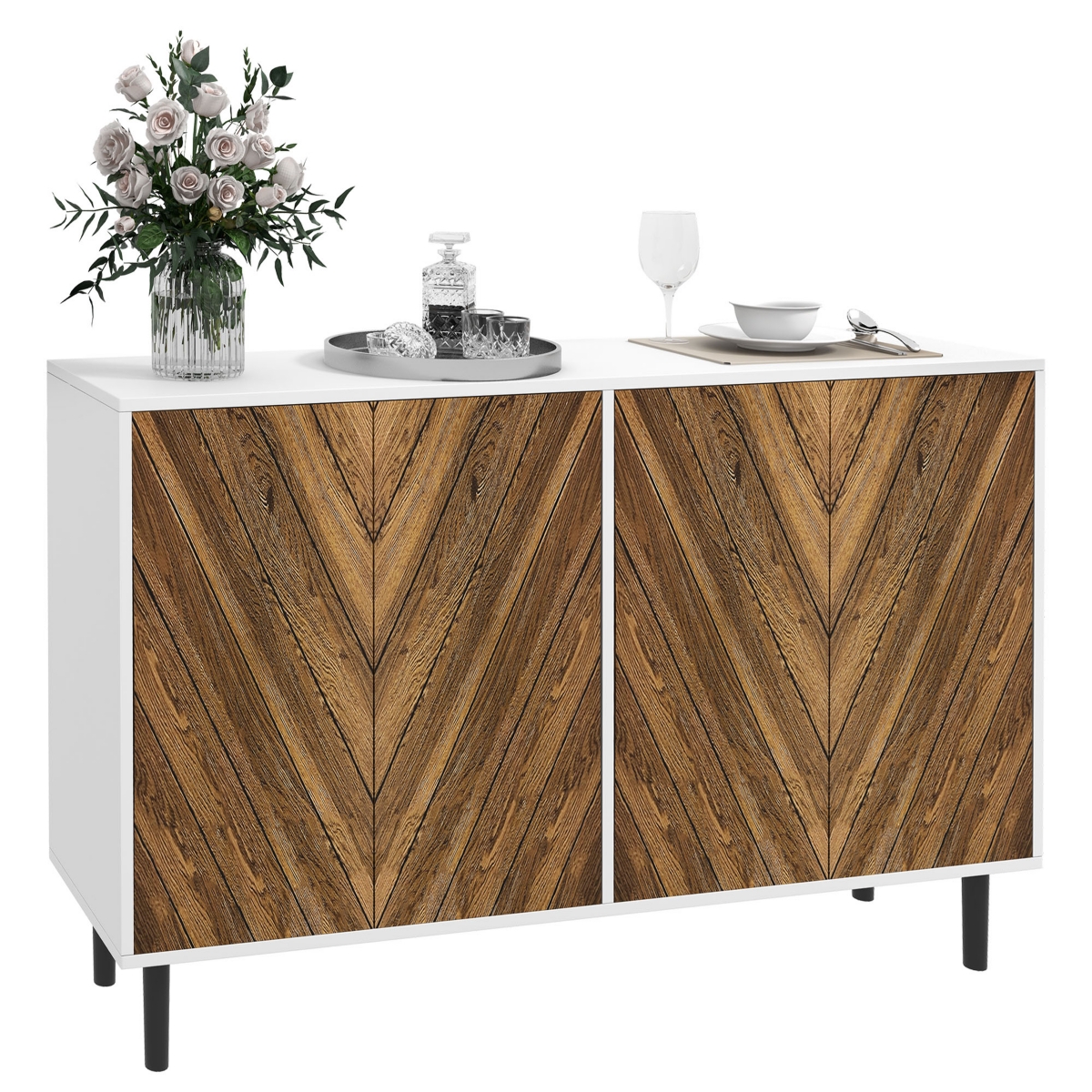 Click here for Homcom Sideboard Buffet Cabinet with Chevron Doors... prices
