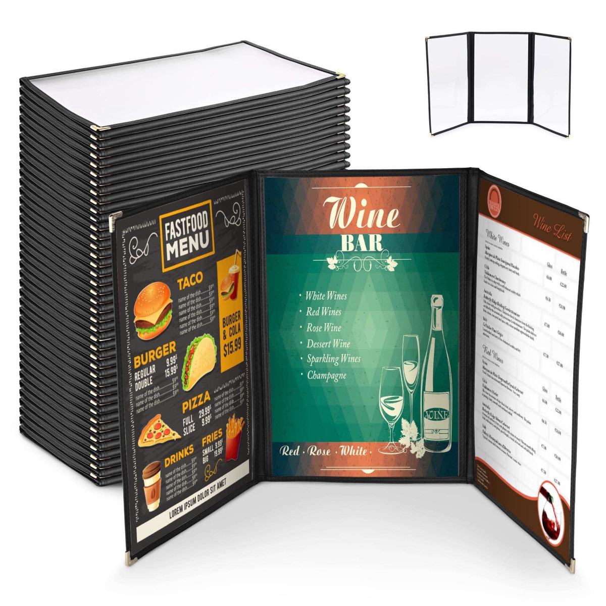 Click here for Yescom 30 Menu Cover 8.5X14 6 View Triple Fold Dou... prices