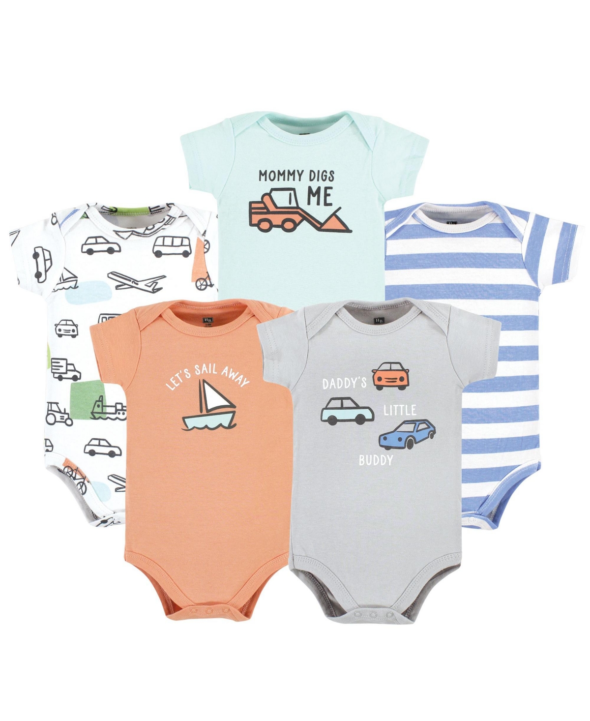 Click here for Hudson Baby Baby Boys Hudson Cotton Bodysuits  5-P... prices