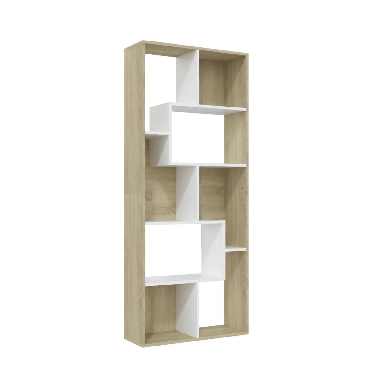 Click here for Book Cabinet White and Sonoma Oak 26.4x9.4x63.4 En... prices