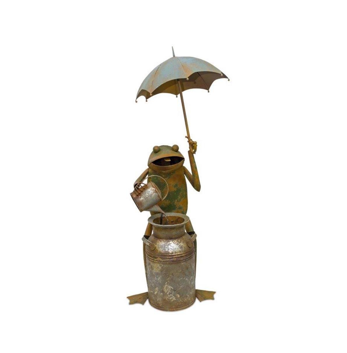 Click here for Slickblue Rustic Copper Metal Frog With Umbrella F... prices