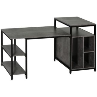 HOMCOM Computer Table with Shelves Home Office Desk Adjustable Feet ...