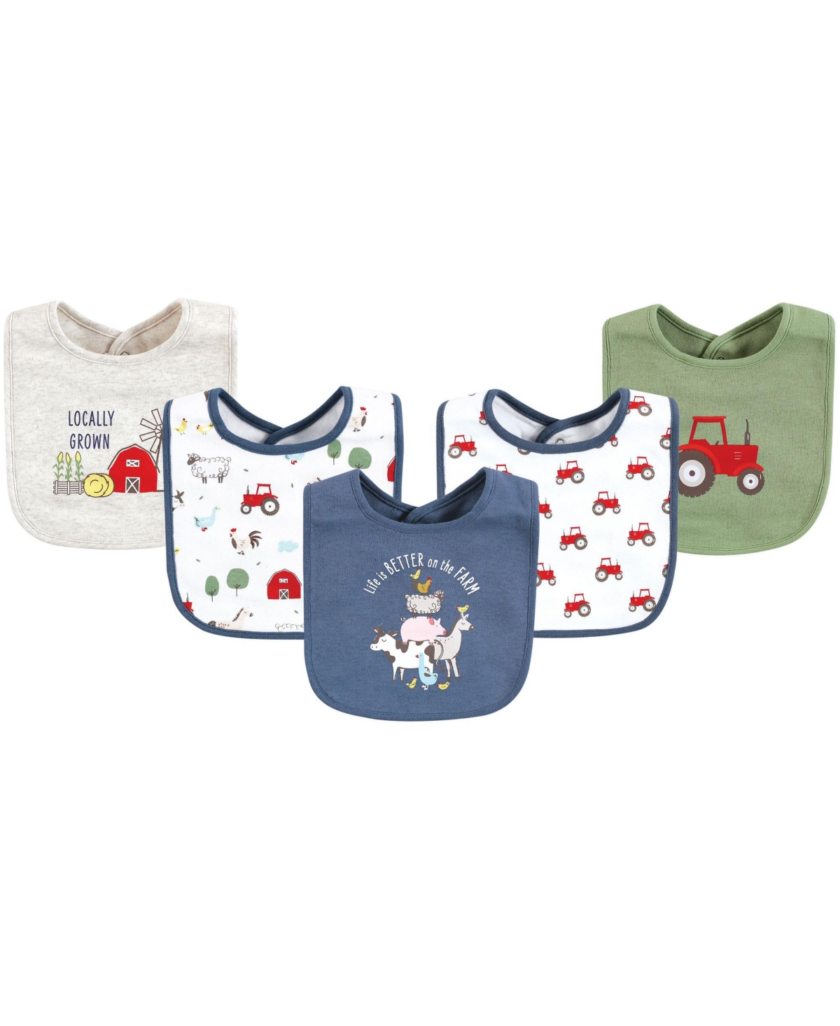 Click here for Hudson Baby Boys 5Pk Interlock Bibs - Green farm a... prices