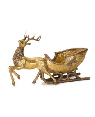 Slickblue Bronze Metal Deer With Sleigh Display 19"l - Macy's