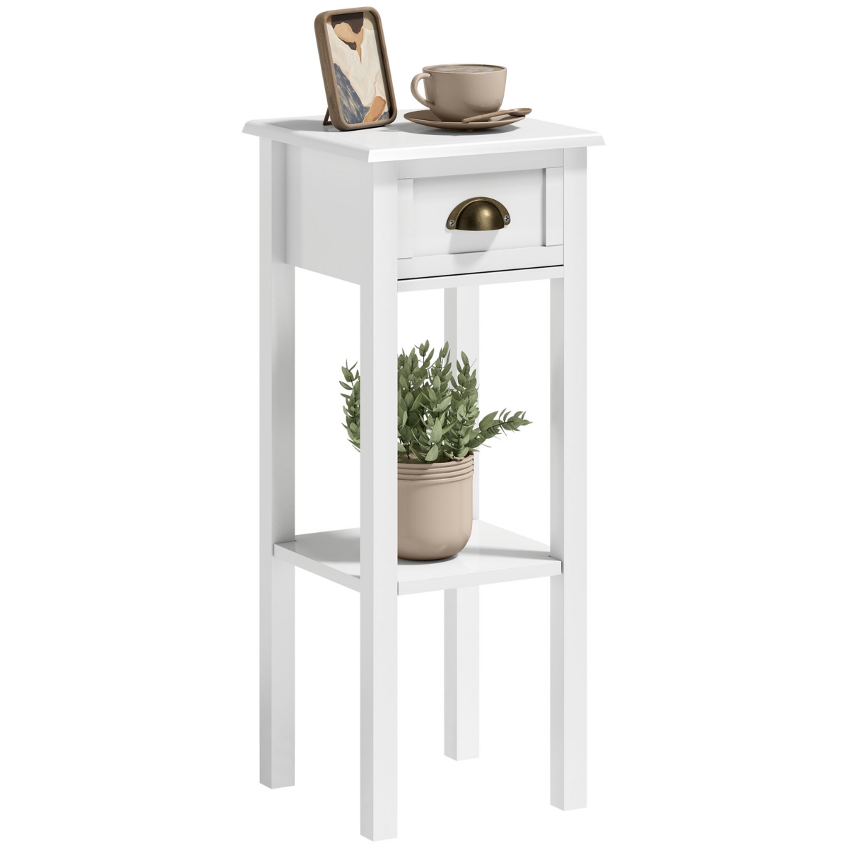 Click here for Homcom 2-Tier Side Table with Drawer Shelf for Liv... prices