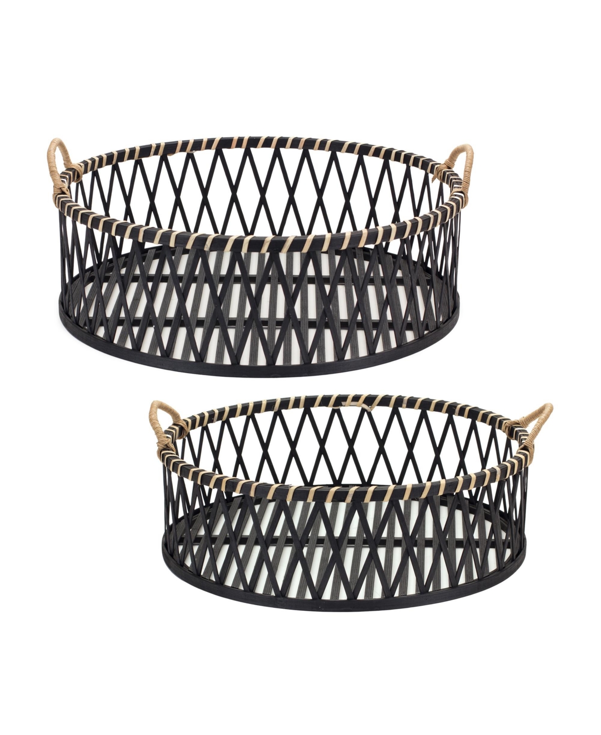 Click here for Slickblue Round Woven Wicker Trays With Rattan Han... prices