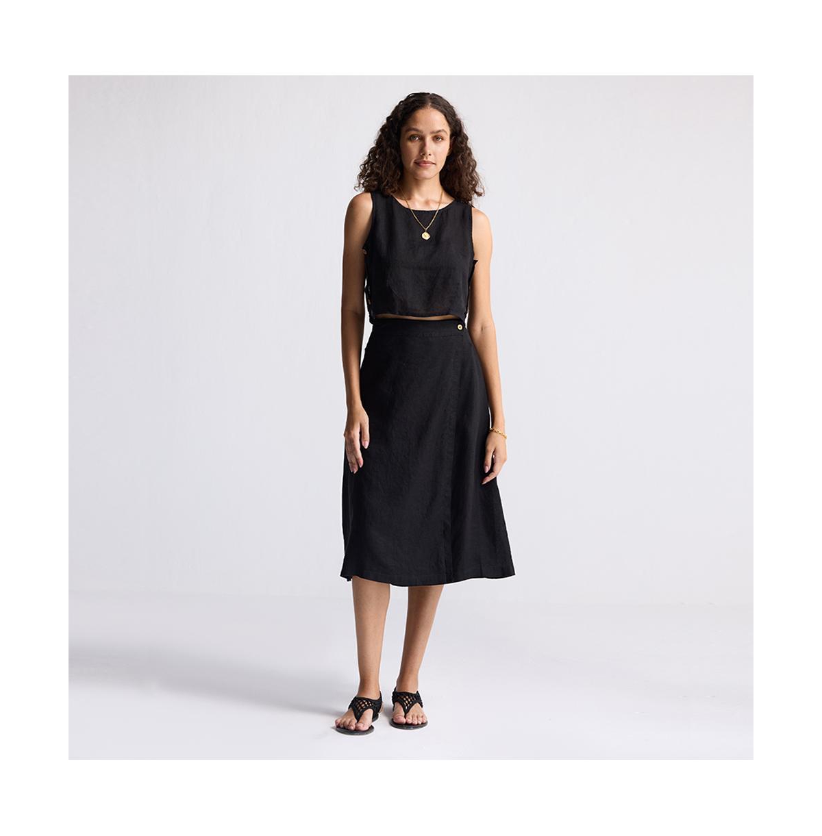 Click here for Reistor Womens Overlap Midi Skirt - Black prices