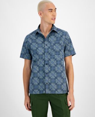 Sun + Stone Men's Gabriel Printed Short-Sleeve Shirt, Created for Macy ...