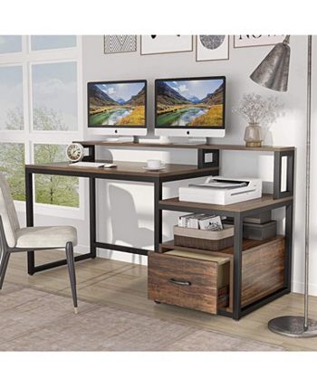 Tribesigns 60 inch Computer Desk with Storage Shelves and File Drawer ...
