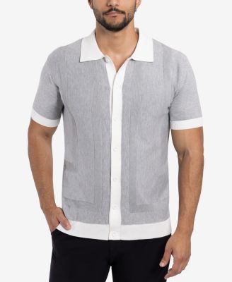 SPRING + MERCER Men's Classic Ribbed Texture Polo Sweater - Macy's