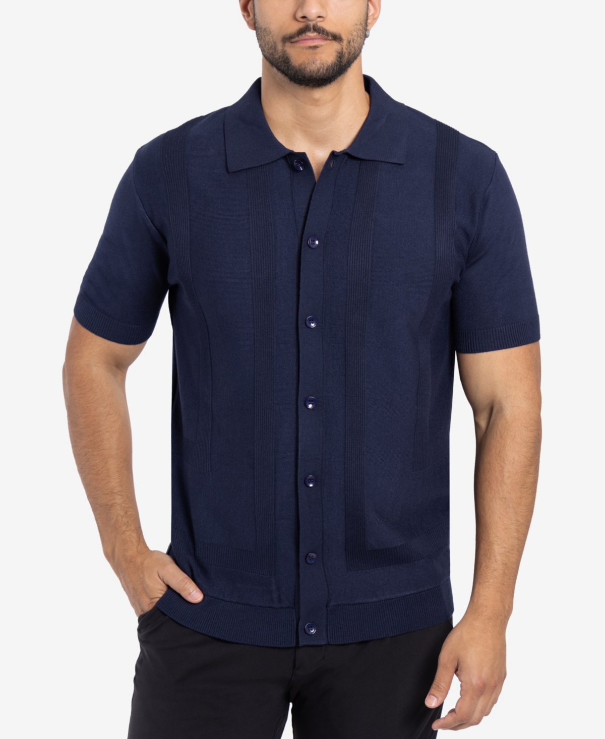 Click here for Spring + Mercer Mens Classic Ribbed Texture Polo S... prices
