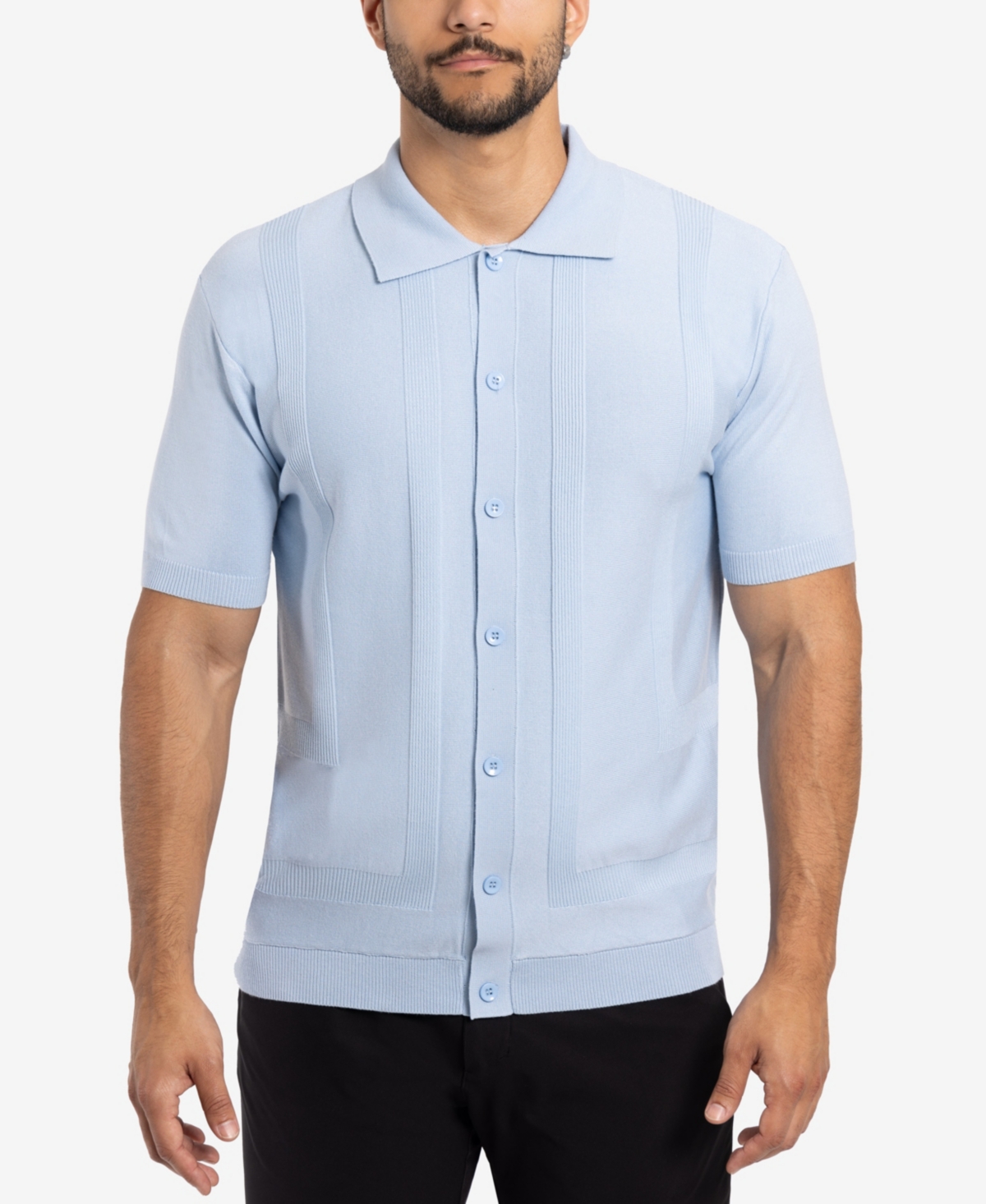 Click here for Spring + Mercer Mens Classic Ribbed Texture Polo S... prices