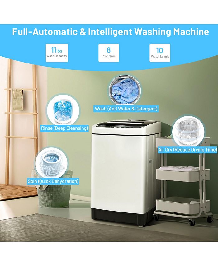 Gymax Compact Full-automatic Washing Machine Laundry Washer w/ 11 lbs ...