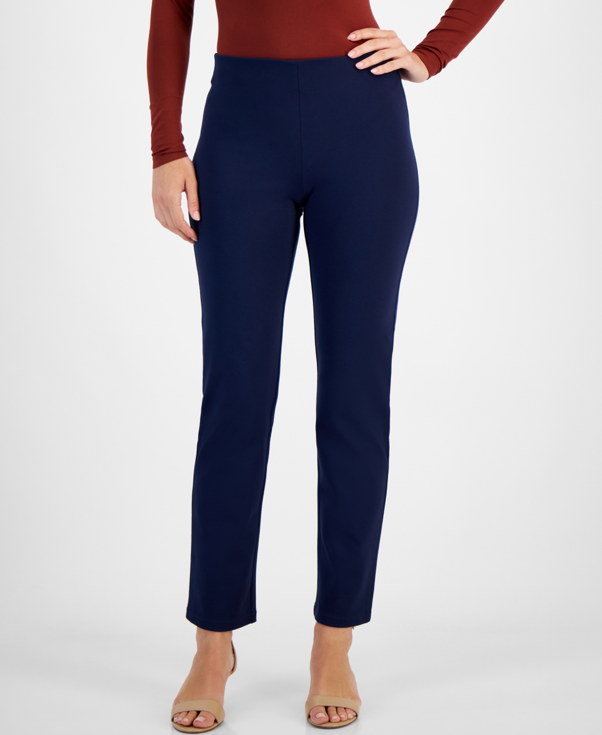 Jm Collection Petite Pull-On Ponte-Knit Pants  Created for Macys - Intrepid Blue