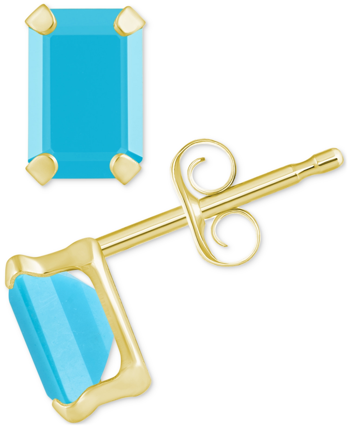 Click here for Turquoise Emerald-Cut Solitaire Four Prong Stud Ea... prices