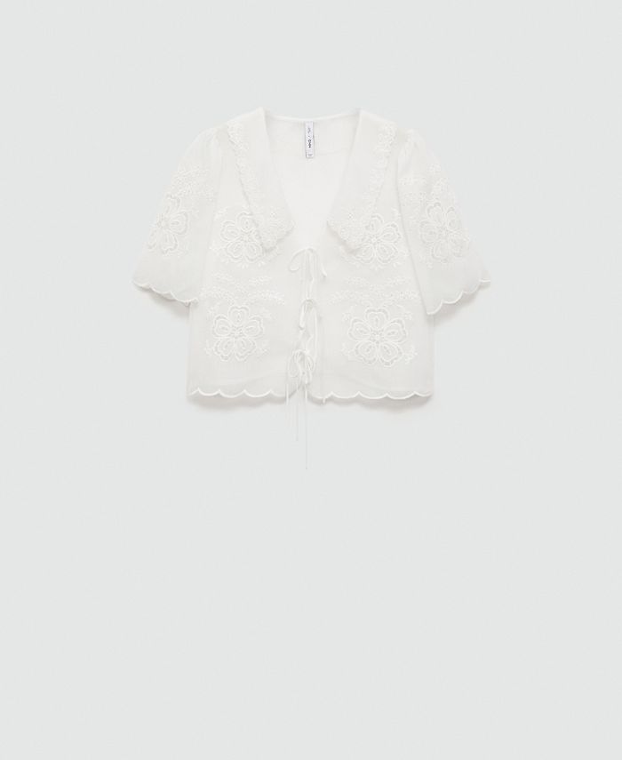 MANGO Women's Bows Detail Embroidered Blouse - Macy's