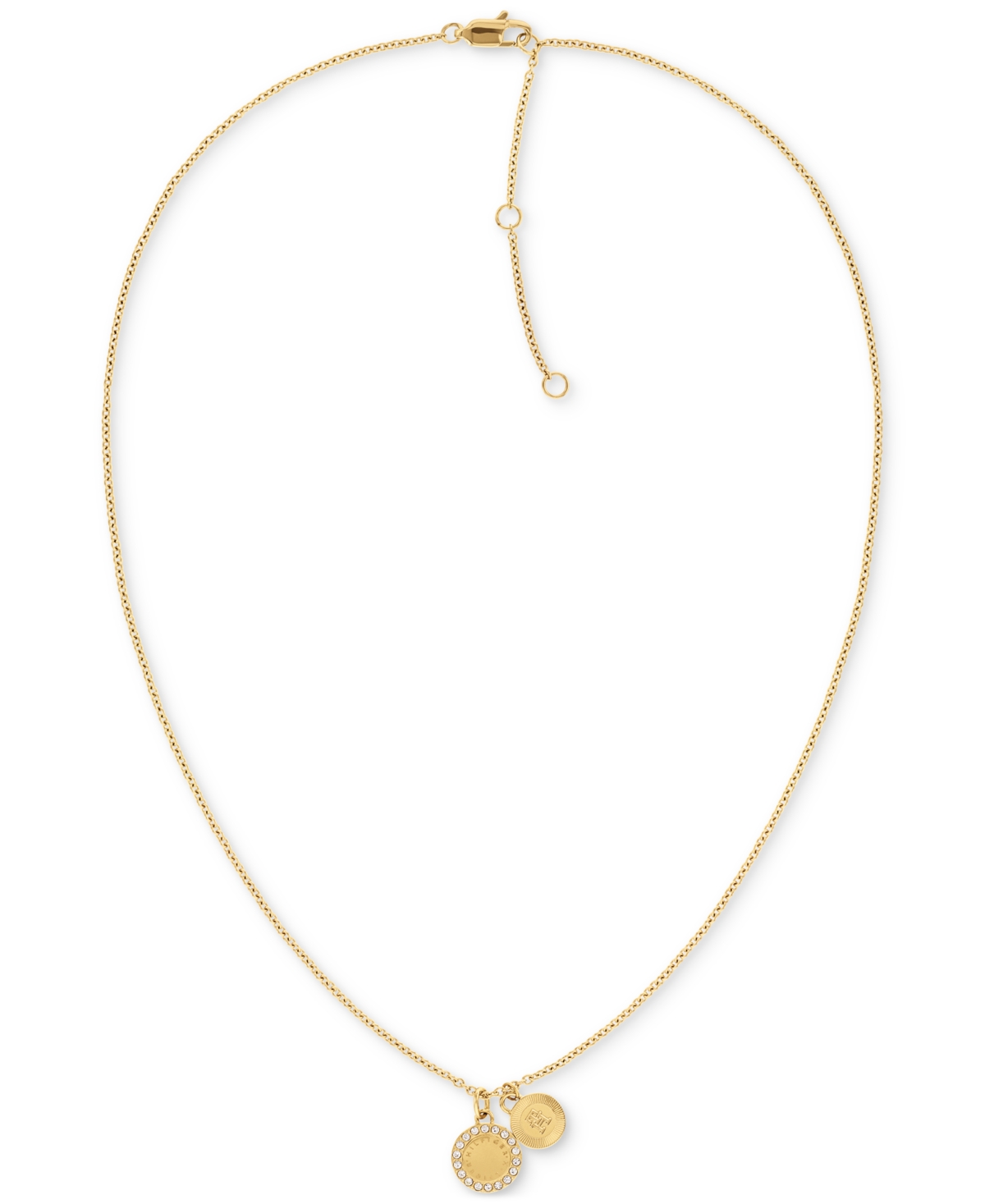 Click here for Tommy Hilfiger Gold-Tone Circle Crystal Pendant Ne... prices