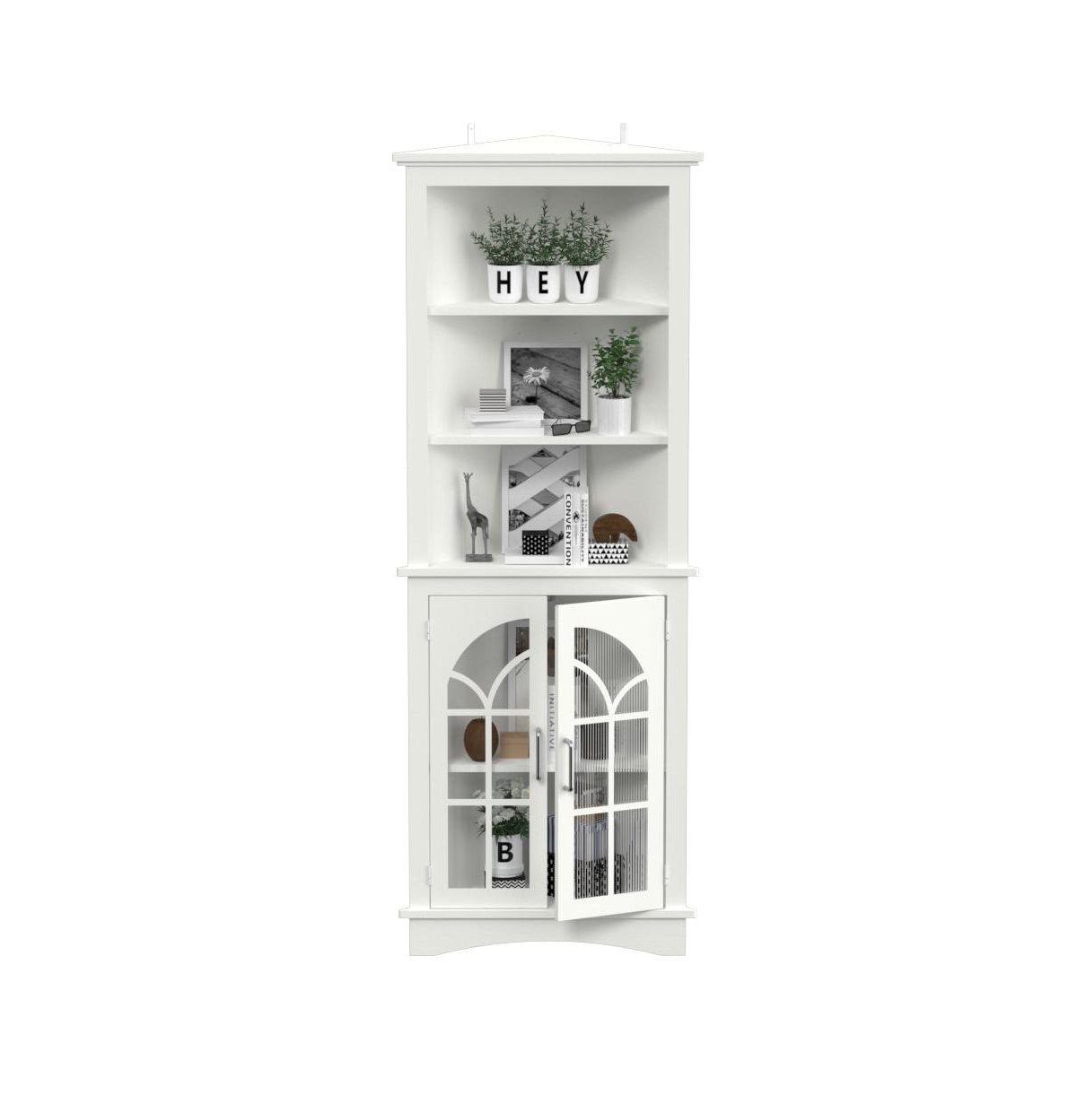 Click here for Mondawe 63.3inch White Corner Storage Cabinet Tall... prices