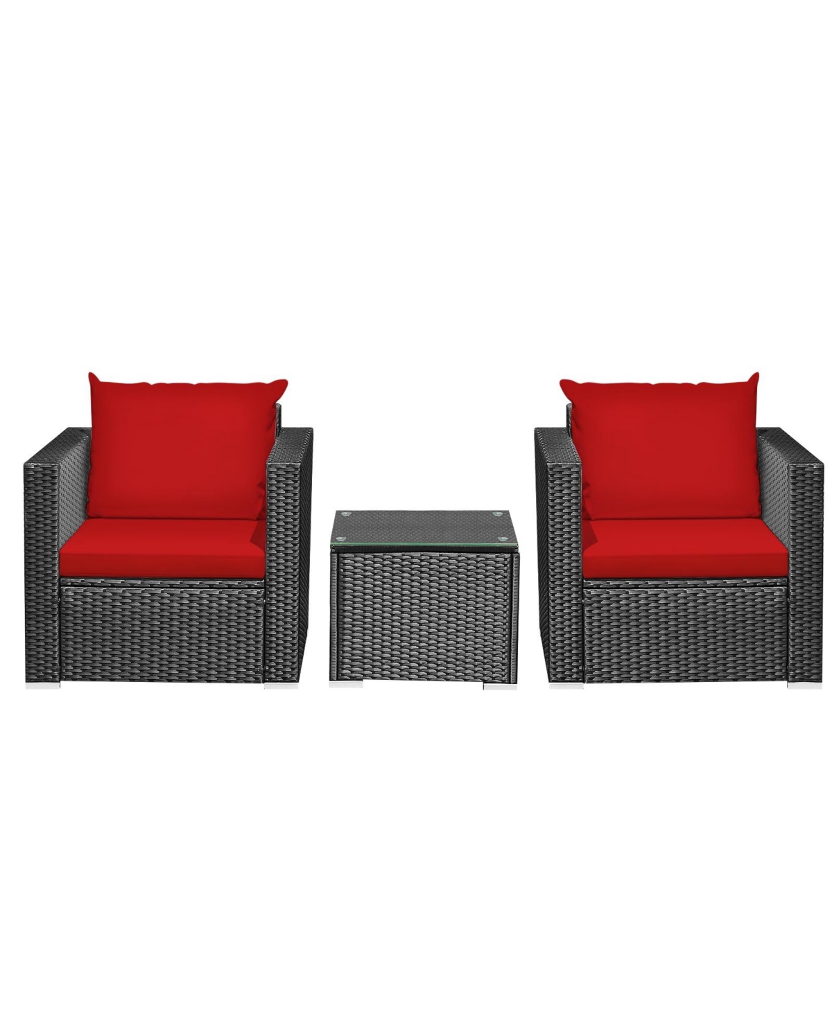 Click here for Sugift 3 Pieces Patio Wicker Conversation Set with... prices