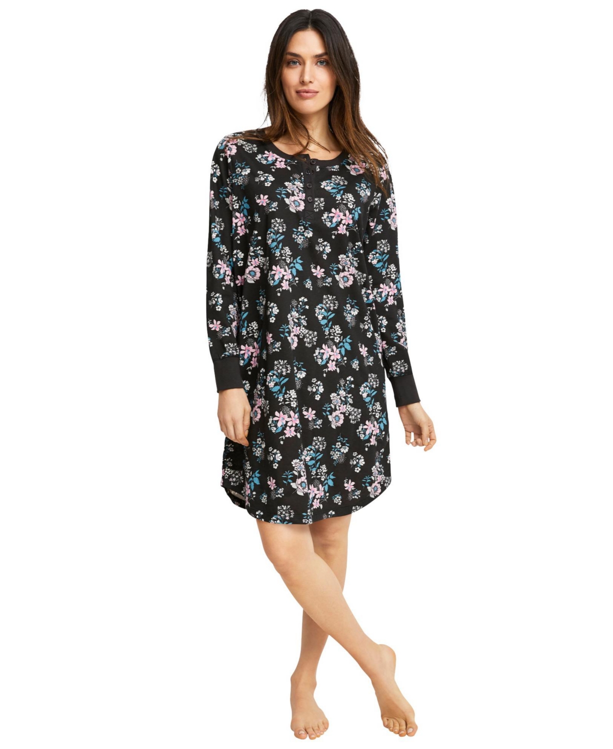 Click here for ellos Womens Plus Size Long Sleeve Henley Sleepshi... prices