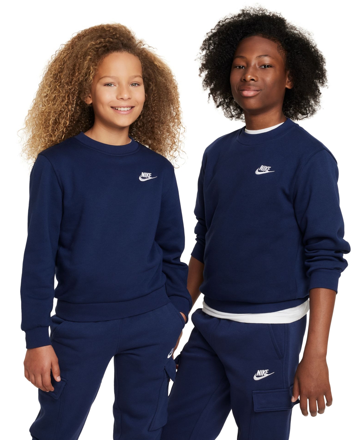 Nike Big Kids Sportswear Club Fleece Classic-Fit Sweatshirt - Midnight Navy