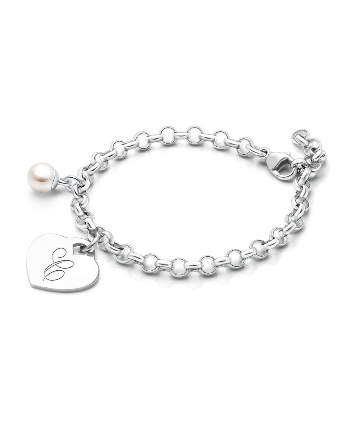 Tiny Blessings Girls Sterling Silver Classic Charm Bracelet & Engraved Initial 6.25 Bracelet - Children