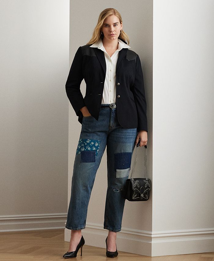Lauren Ralph Lauren Plus Size Patchwork Boyfriend Jeans - Macy's