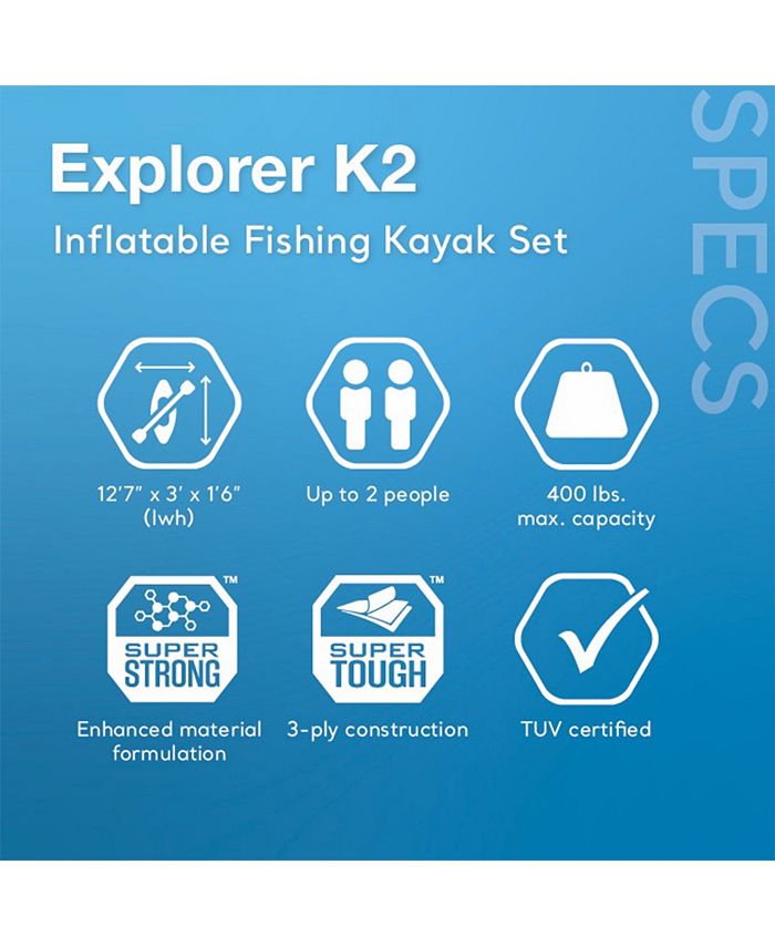 Intex Excursion Pro Inflatable 2 Person Vinyl Kayak with 2 Oars and ...